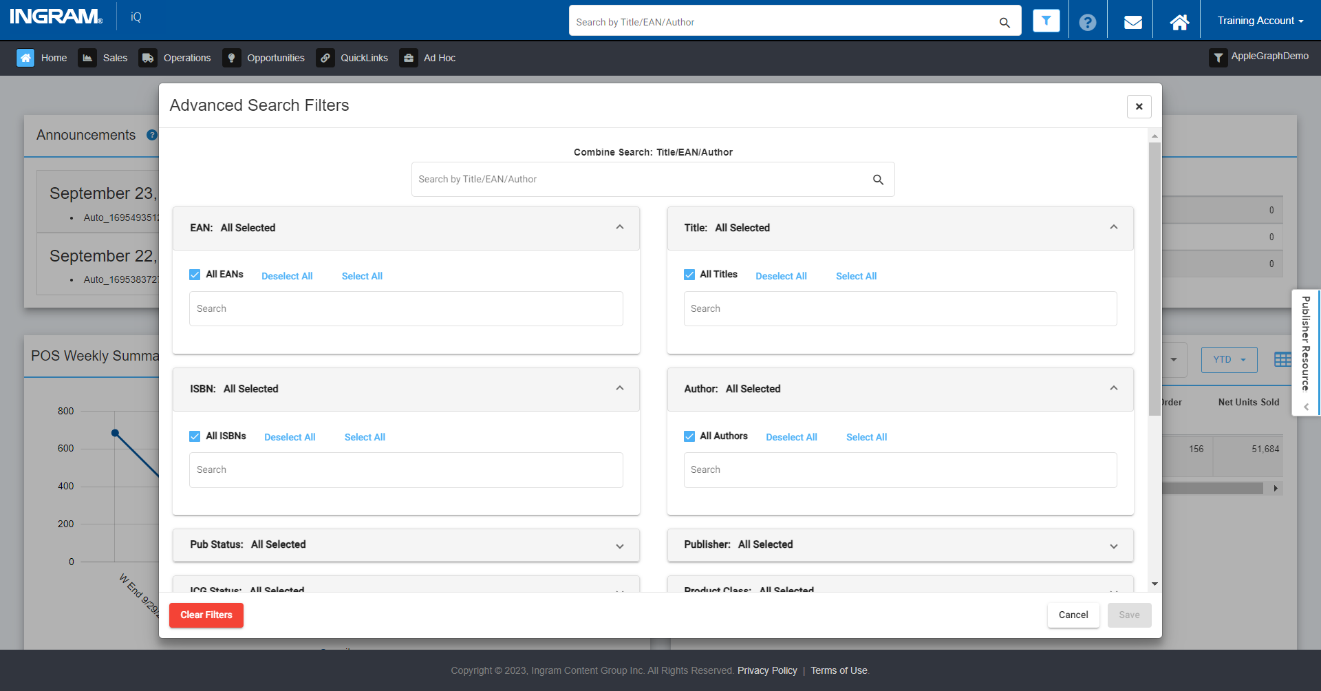 Advanced Search Summary – Ingram IQ